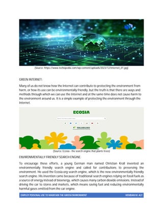 Employ Personal Use to Maintain the Green Environment | PDF