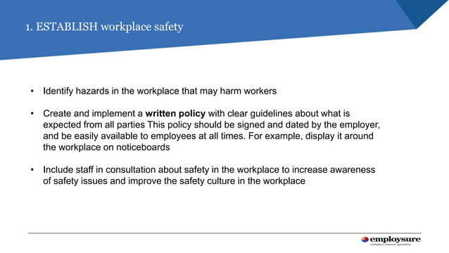 Employsure Workplace Presentation | Workplace Safety Checklist | PPTX