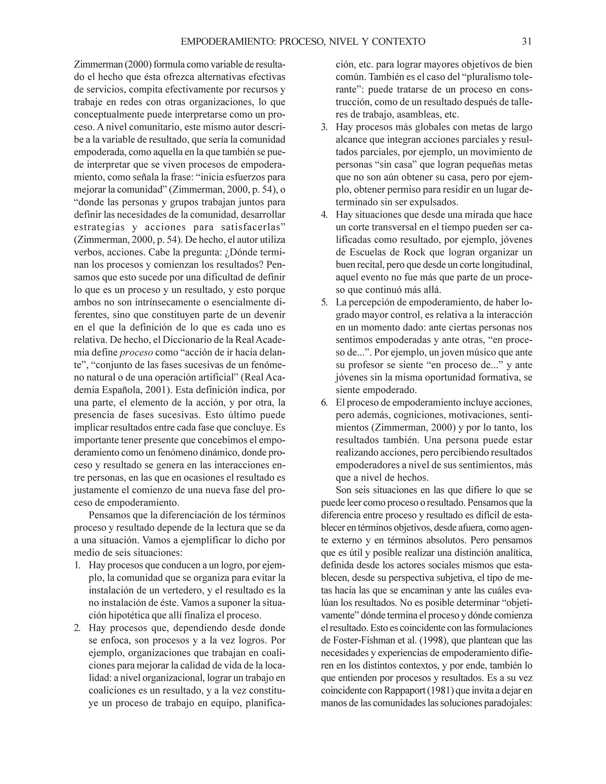 Empoderamiento proceso, nivel y contexto | PDF