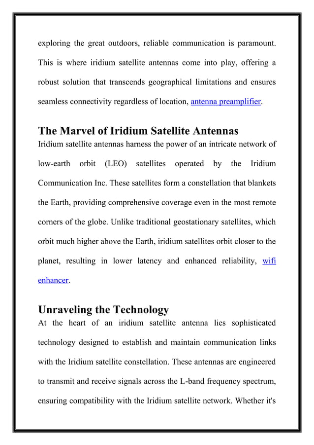 Empower Connectivity: Iridium Satellite Antennas Unveiled | PDF