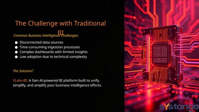 Gen AI-Powered Business Intelligence Platform | YLabs-BI by Systango | PPTX