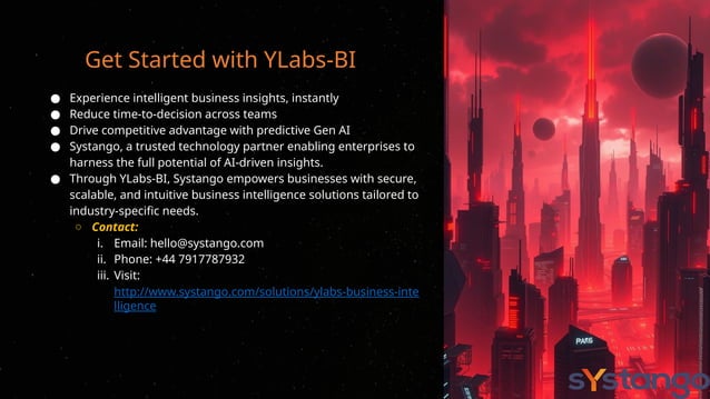 Gen AI-Powered Business Intelligence Platform | YLabs-BI by Systango | PPTX