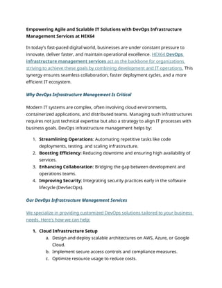 Empowering Agile and Scalable IT Solutions with DevOps Infrastructure Management Services at ...