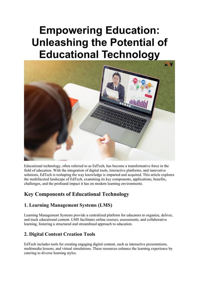 Educational Technology: Benefits, Applications And Components | Enterprise Wired | PDF