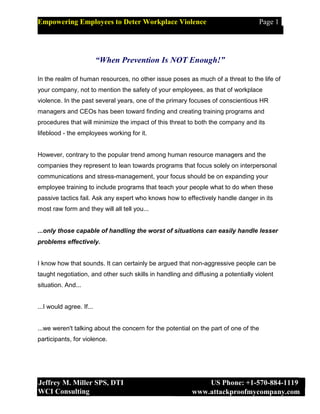 Empowering Employees to Deter Workplace Violence - White Paper | PDF