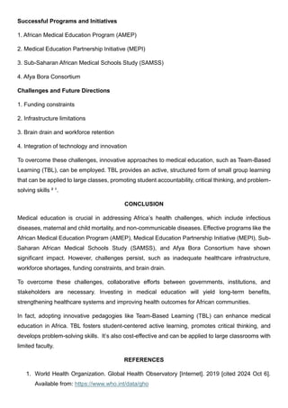 EMPOWERING GLOBAL HEALTH - THE VITAL ROLE OF MEDICAL EDUCATION IN ...