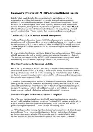 Empowering IT Teams with AI-NOC's Advanced Network Insights | PDF