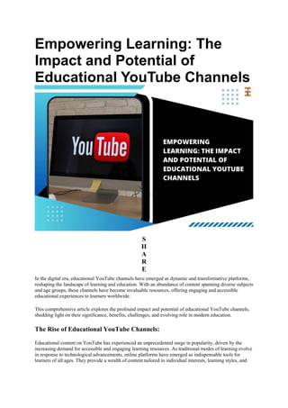 Empowering Learning: The Impact and Potential of Educational YouTube ...