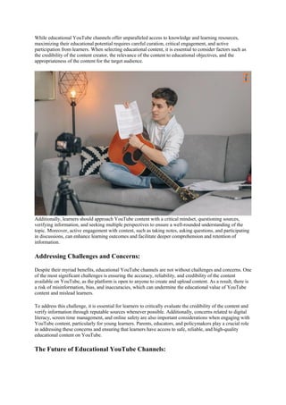 Empowering Learning: The Impact and Potential of Educational YouTube ...