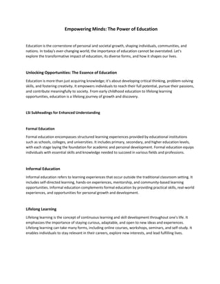 Empowering Minds.docx of education to learning | PDF