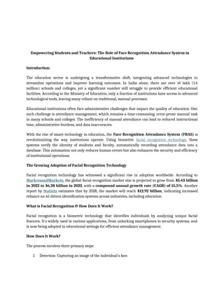 Empowering Students and Teachers The Role of Face Recognition ...