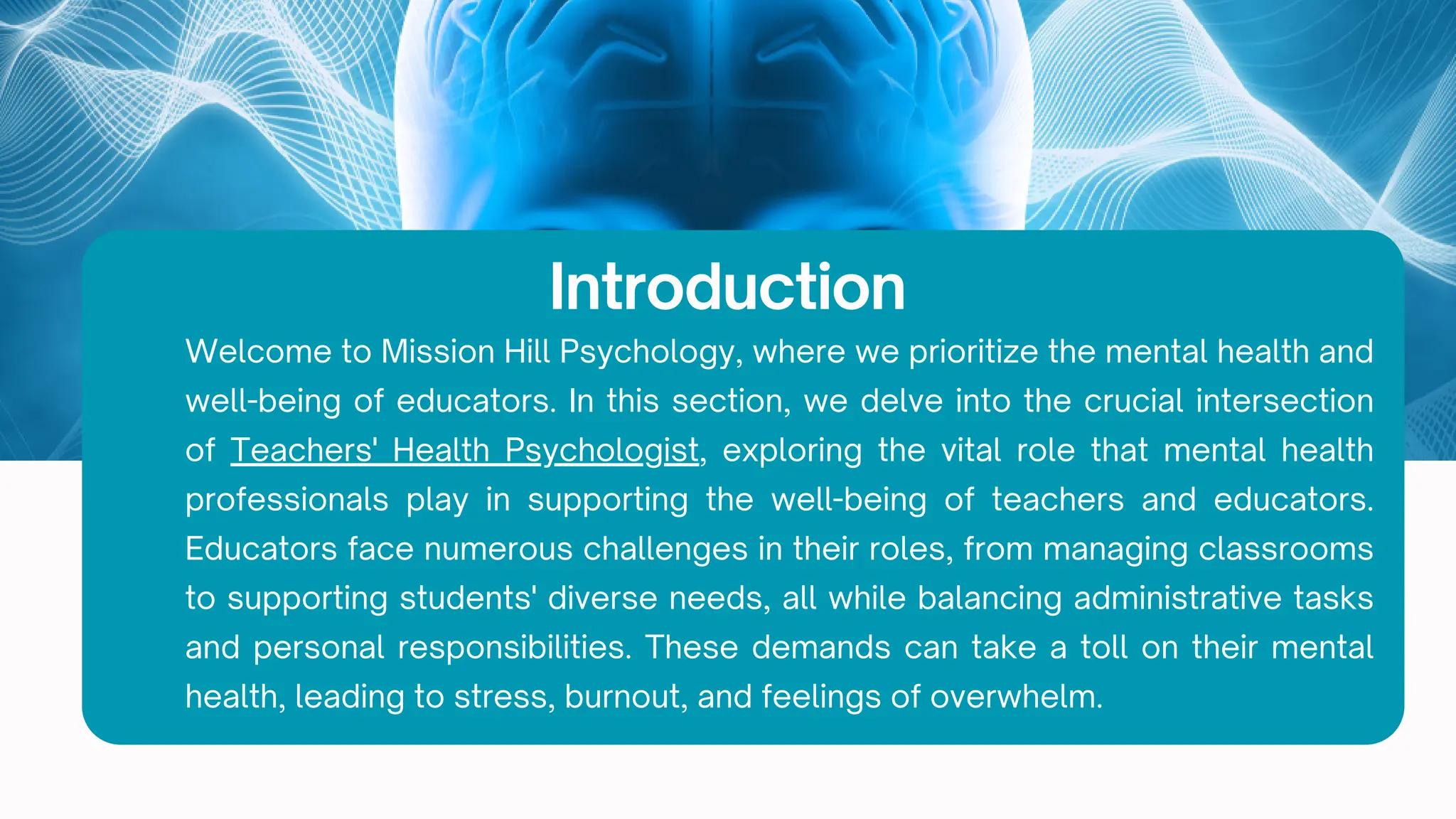 Empowering Teachers' Mental Well-being Insights from a Health ...