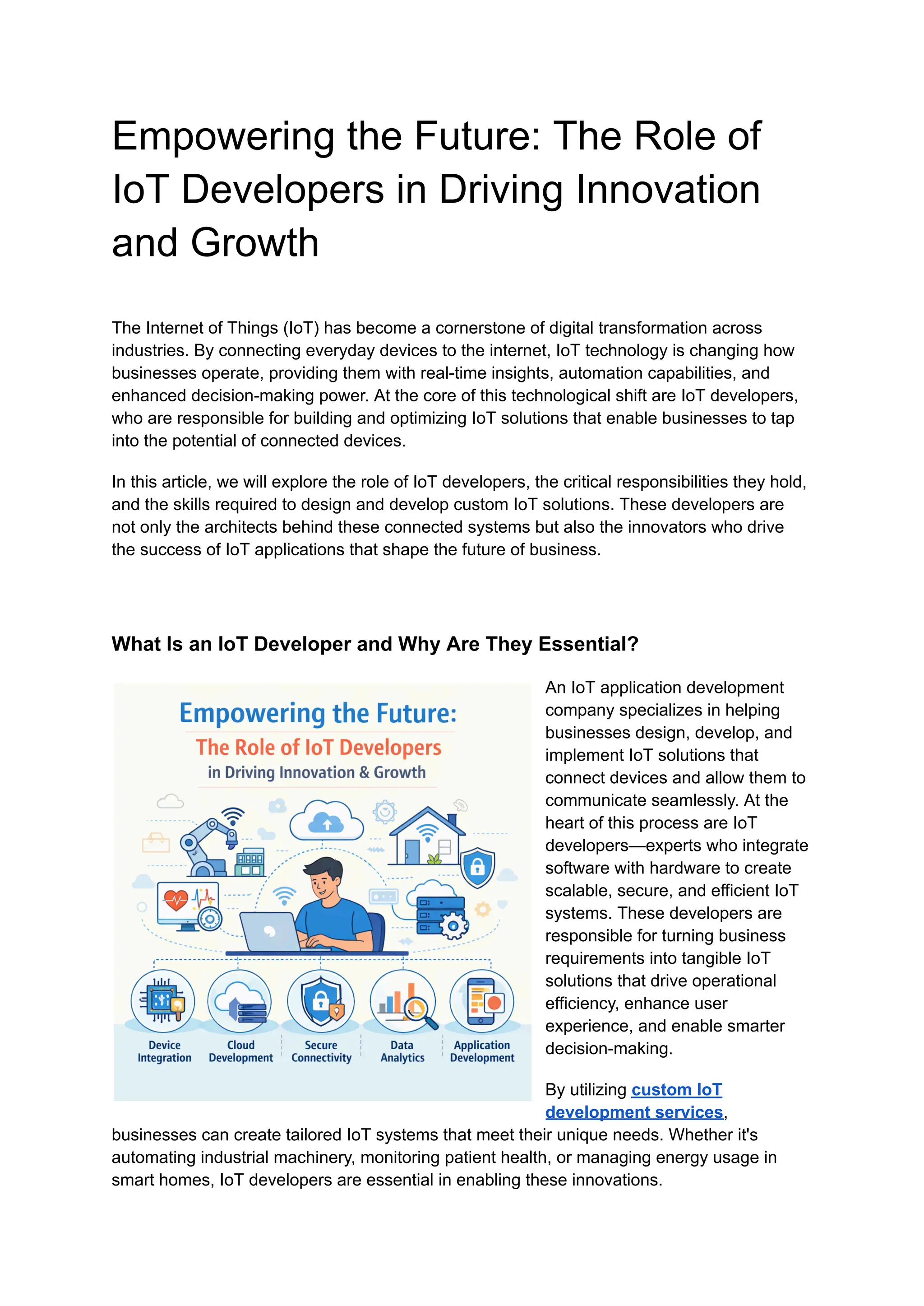Empowering the Future The Role of IoT Developers in Driving Innovation ...