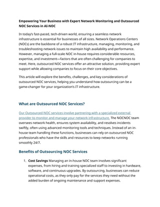 Empowering Your Business with Expert Network Monitoring and Outsourced ...