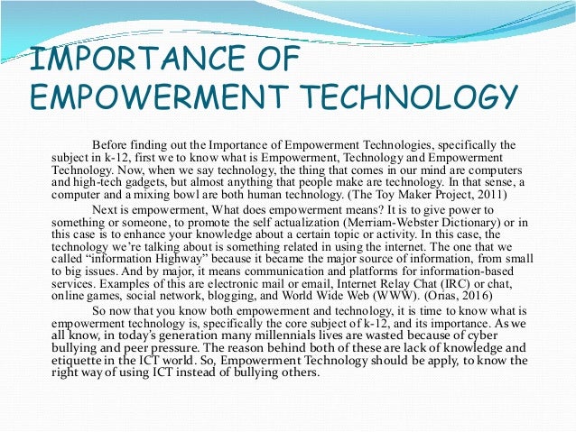 Empowerment technology