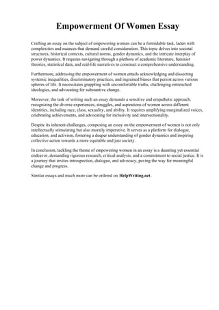 Empowerment Of Women Essay. The University of Texas at Arlington | PDF