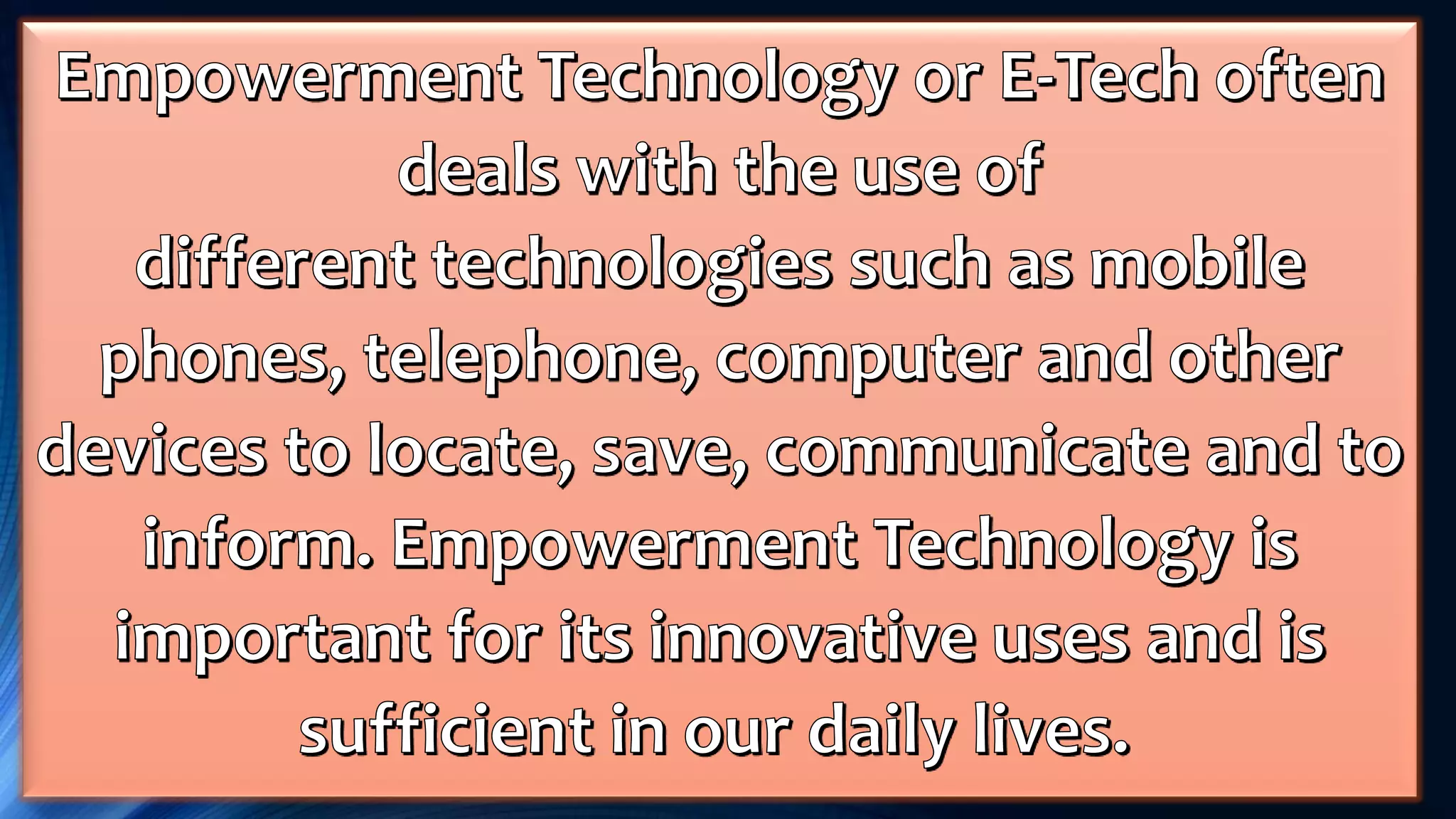 Empowerment Technology Lesson 1 | PPTX