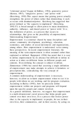 Empowerment What Is It AbstractMany use the term empowerment | PDF