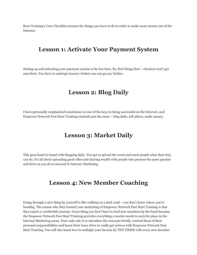 Empower network fast start training review | PDF