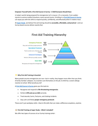 Empower Yourself with a First Aid Course in Surrey – A Skill Everyone ...