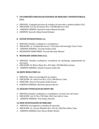 Empresas de investigacion de mercados del peru | DOCX