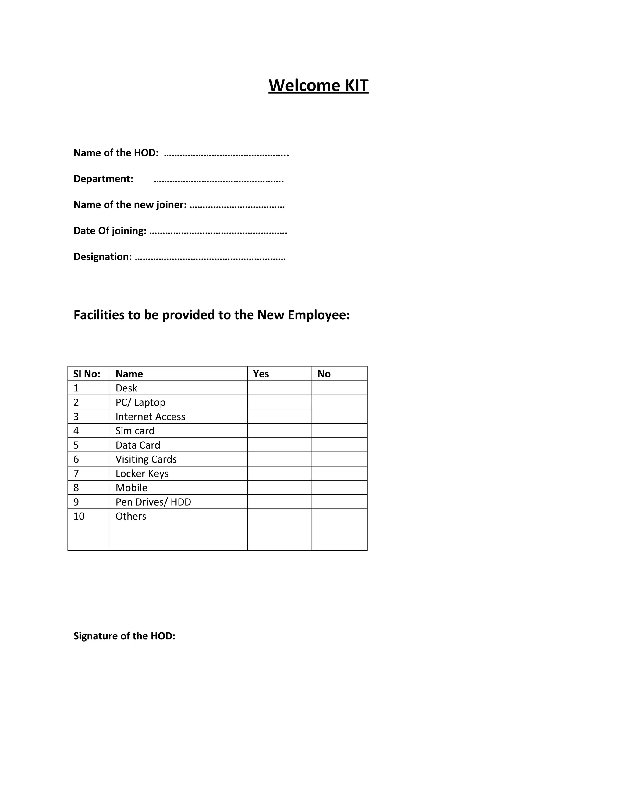 Emp welcome kit | PDF