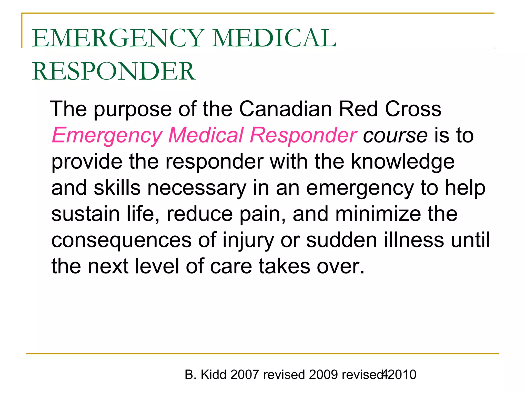 Emergency Medical Responder | PPT