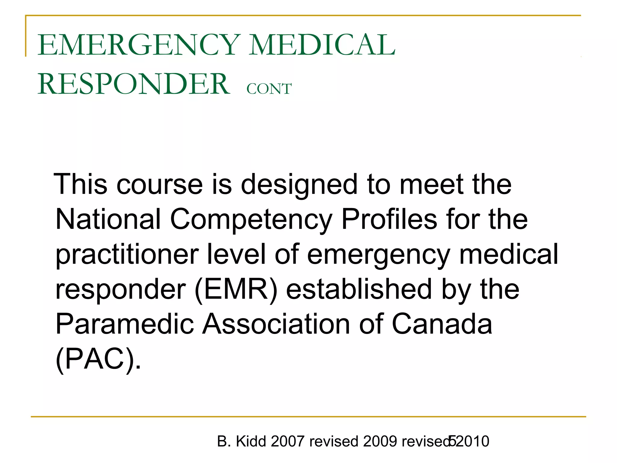 Emergency Medical Responder | PPT