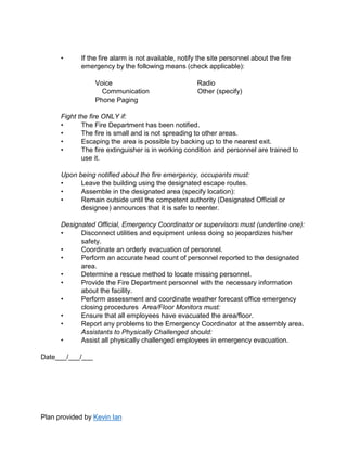 Emergency Action Plan Template | PDF