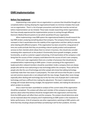 Emr implementation | DOCX