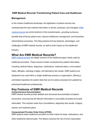 EMR Medical Records Transforming Patient Care and Healthcare Management ...
