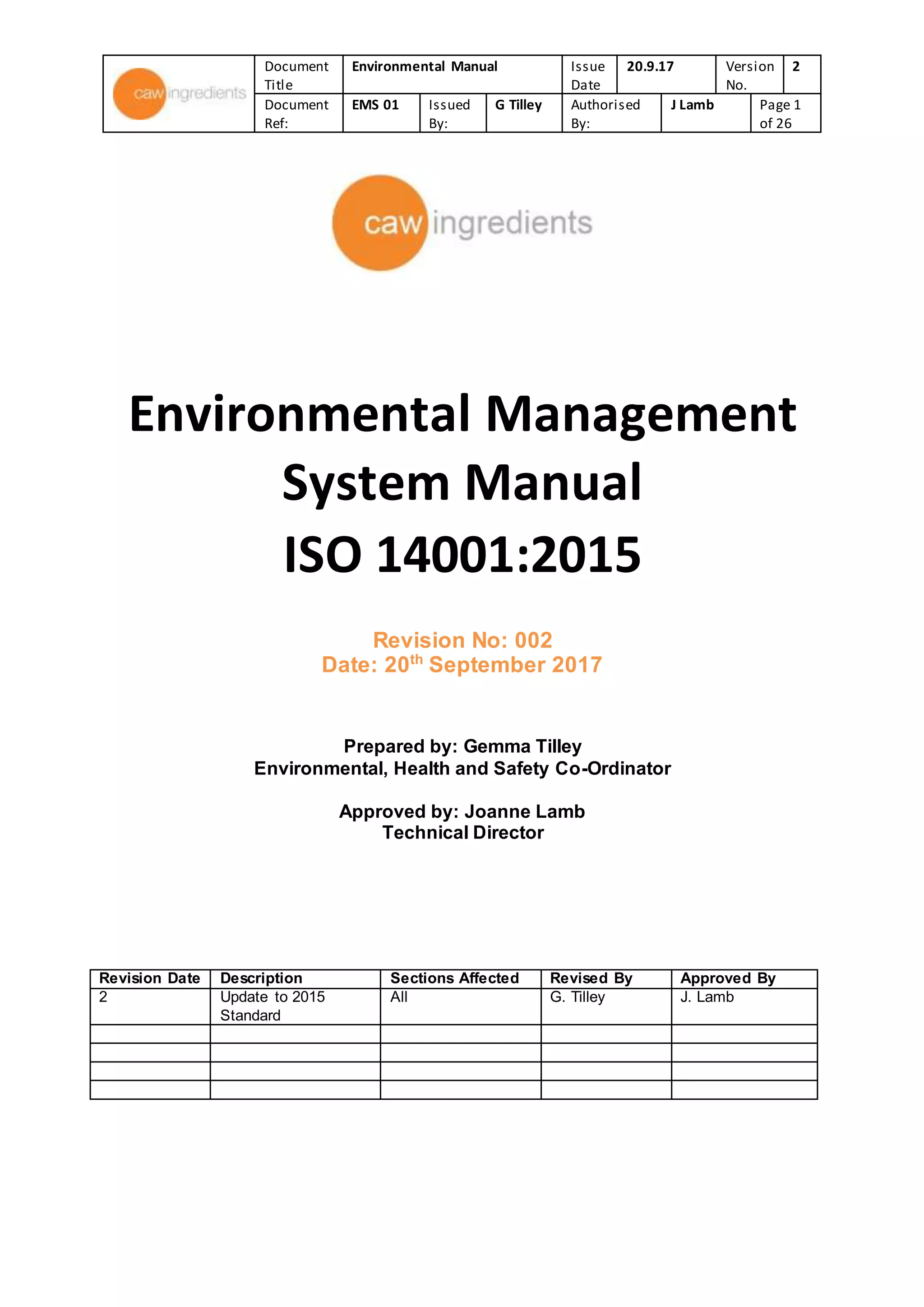 Ems 01 iso14001 2015 environmental manual | DOCX