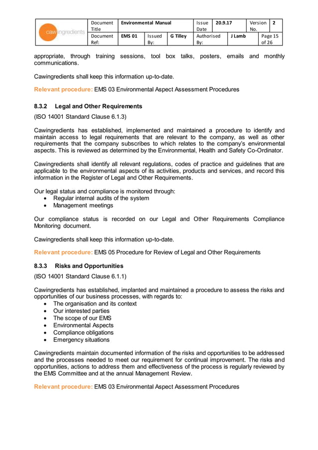 Ems 01 iso14001 2015 environmental manual | DOCX | Business | Business ...