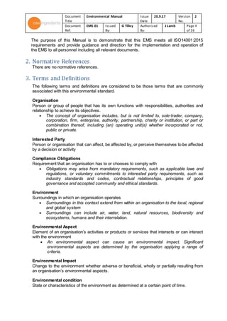 Ems 01 iso14001 2015 environmental manual | DOCX