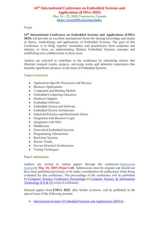 14th International Conference on Embedded Systems and Applications ...