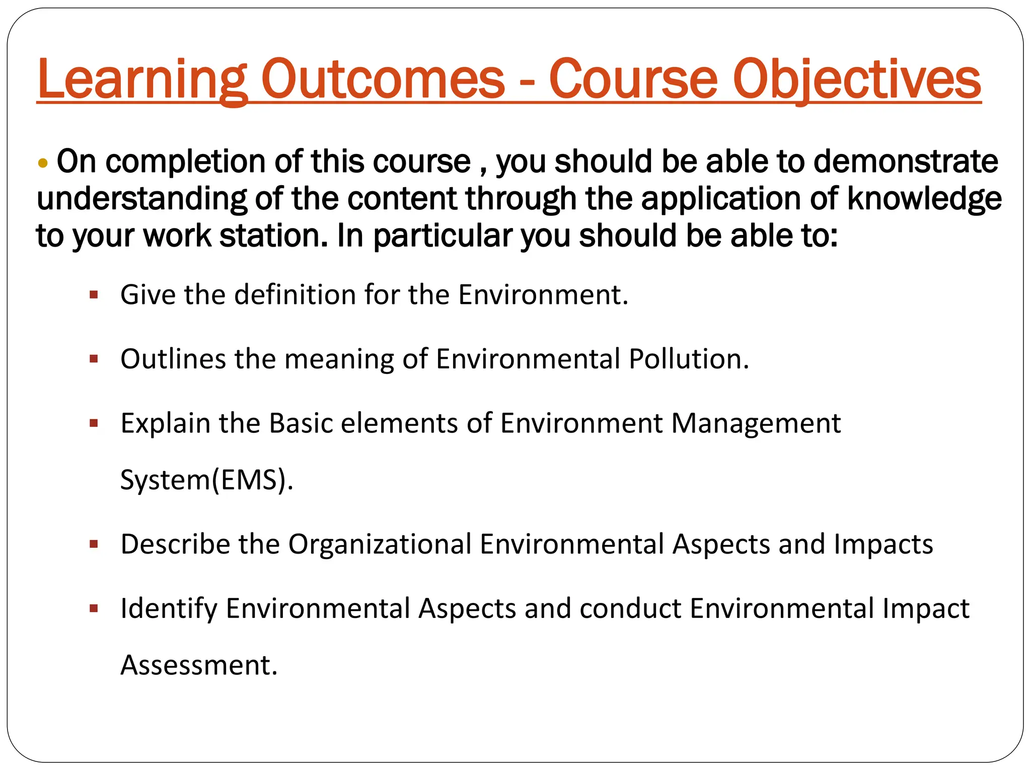 EMS Aspects and Impacts detailed presentation | PDF