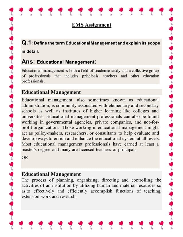 Ems assignments | PDF