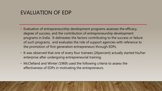 EVALUATION THE PERFORMANCE OF ENTREPRENEURSHIP DEVELOPMENT PROGRAM | PPTX