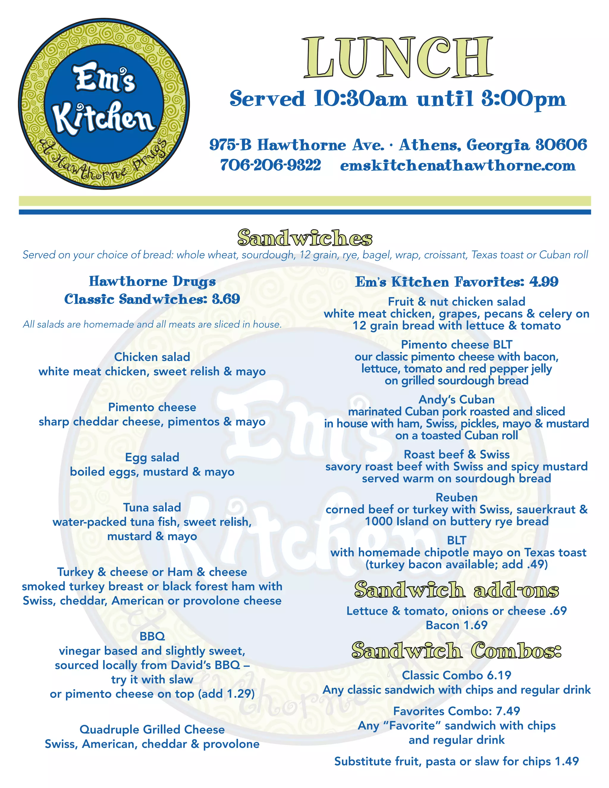Em's kitchen new menu 2014 | PDF