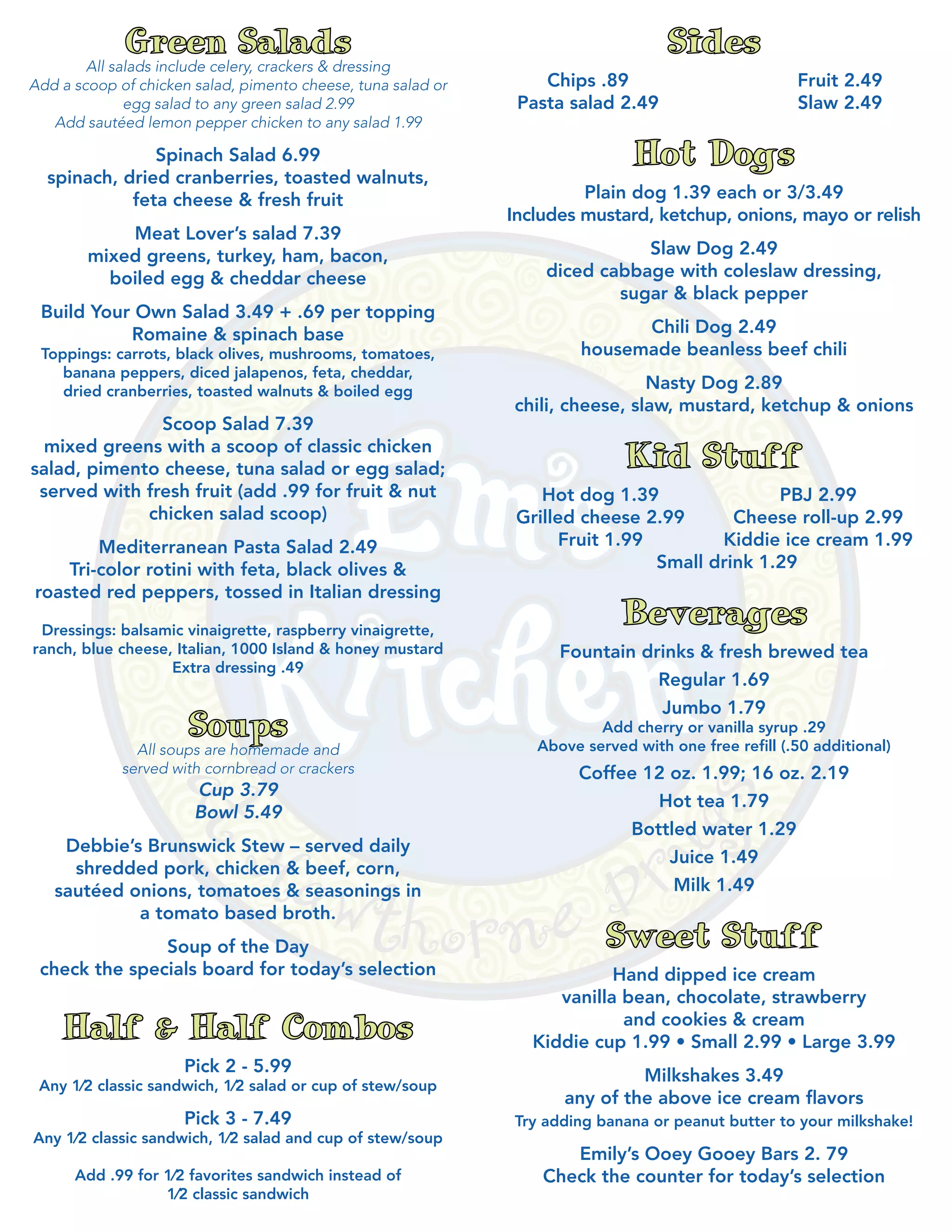 Em's kitchen new menu 2014 | PDF