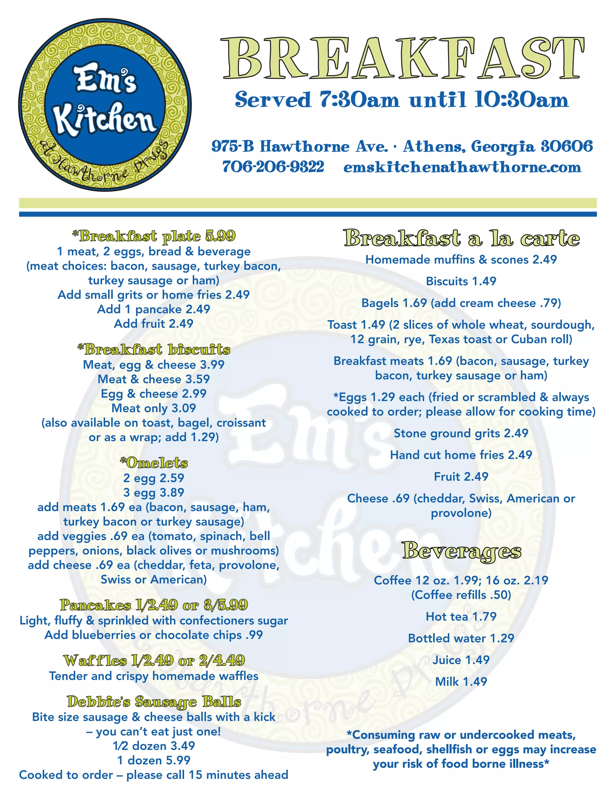 Em's kitchen new menu 2014 | PDF