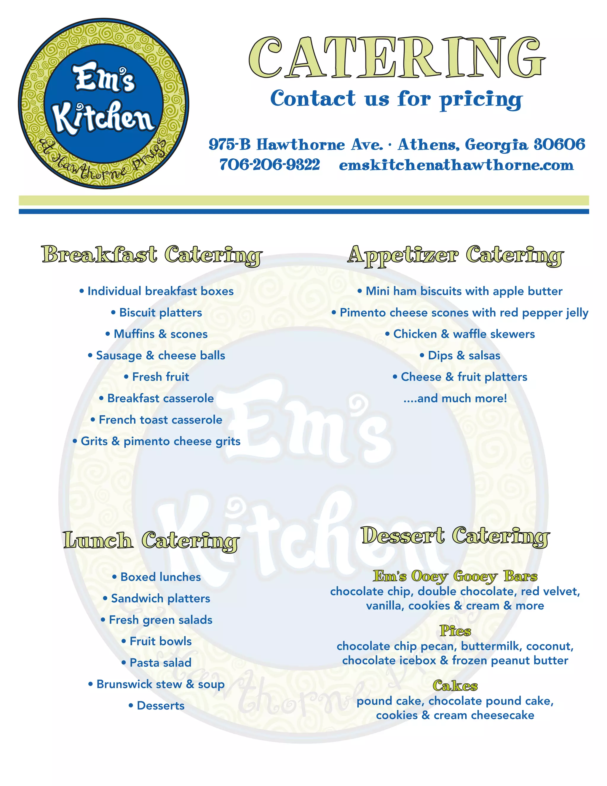Em's kitchen new menu 2014 | PDF