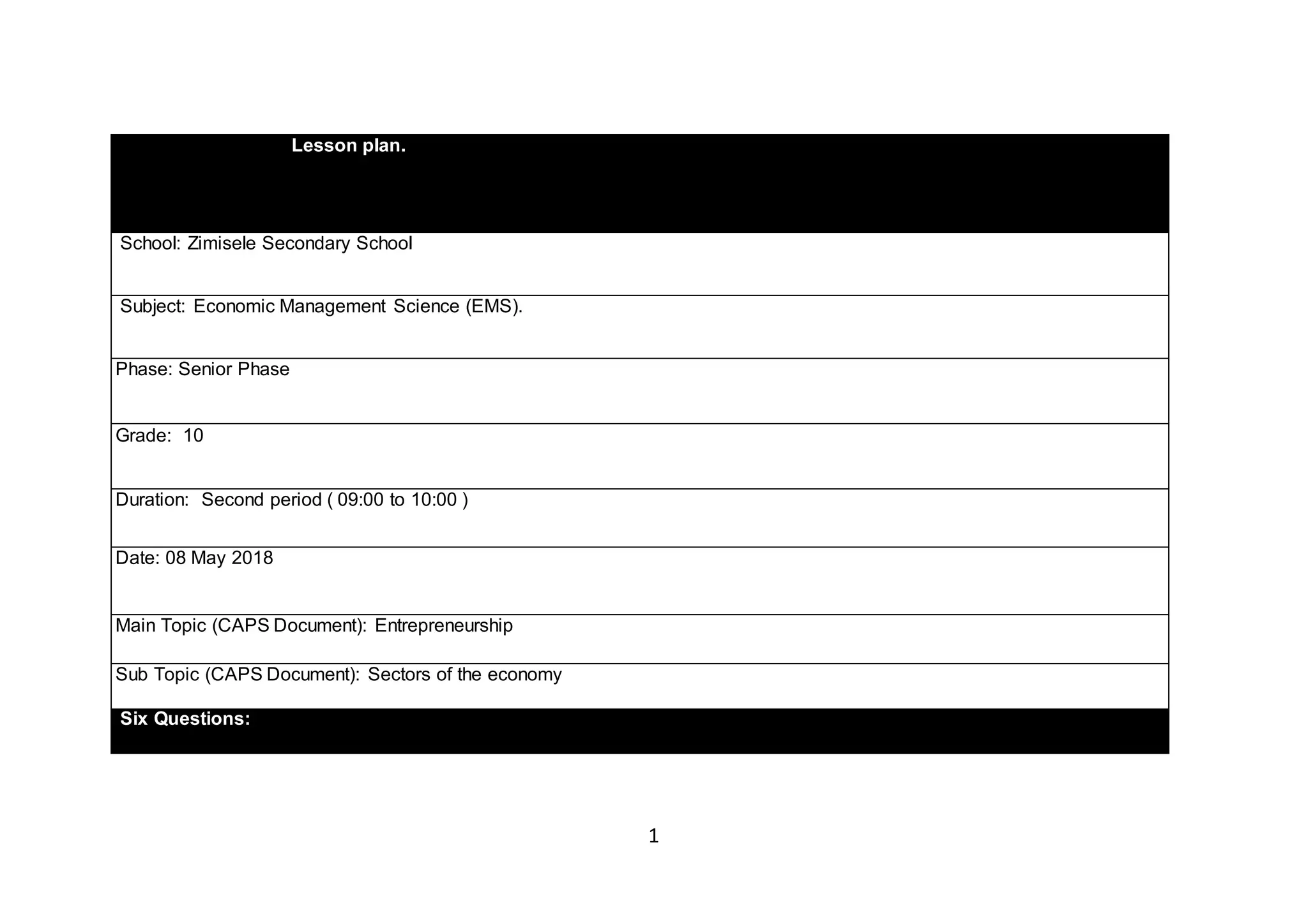 Ems lesson plan tuesday | PPT