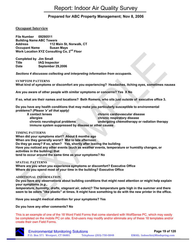 Sample Air Quality Report | PDF