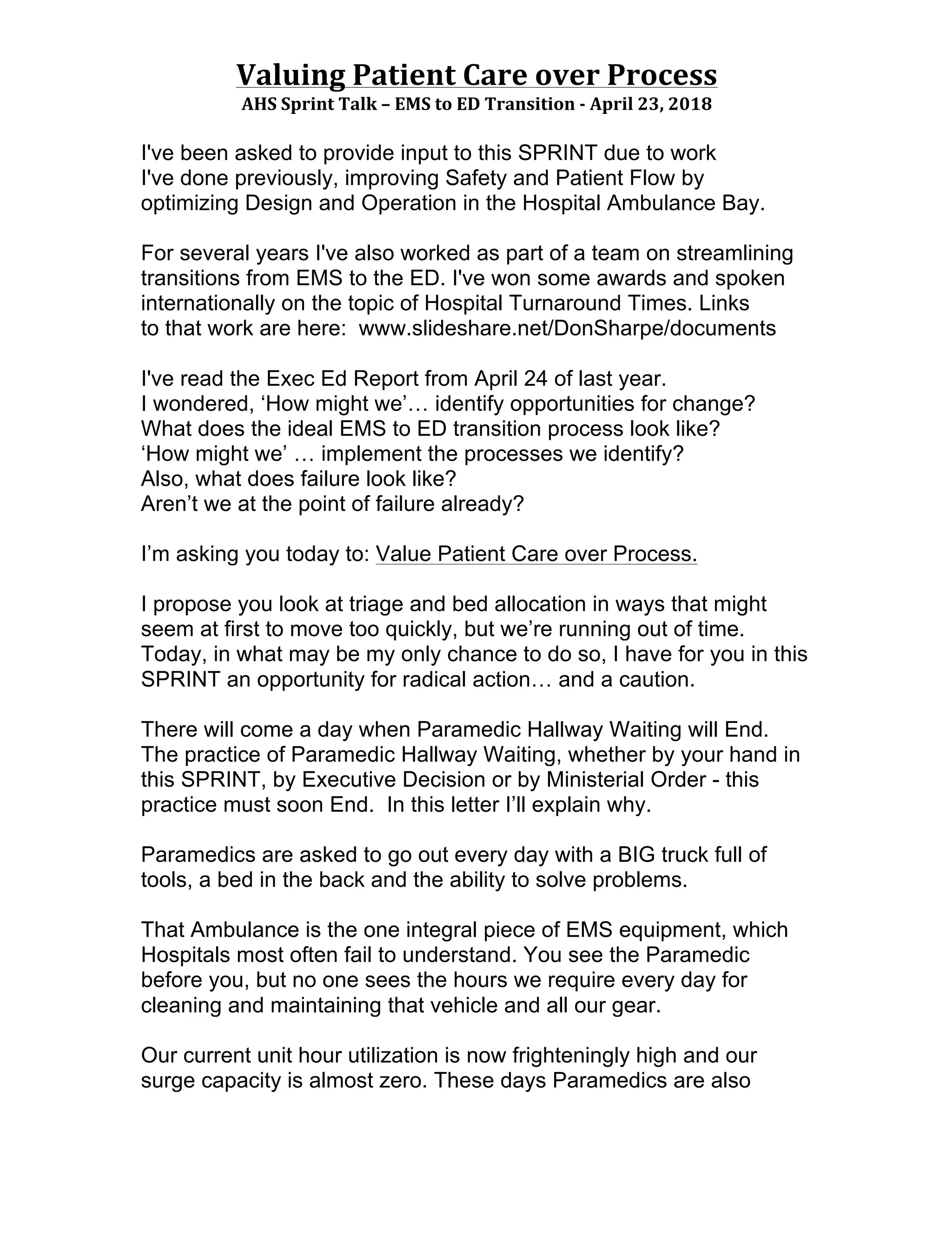 EMS to ED Transition SPRINT (final) | PDF