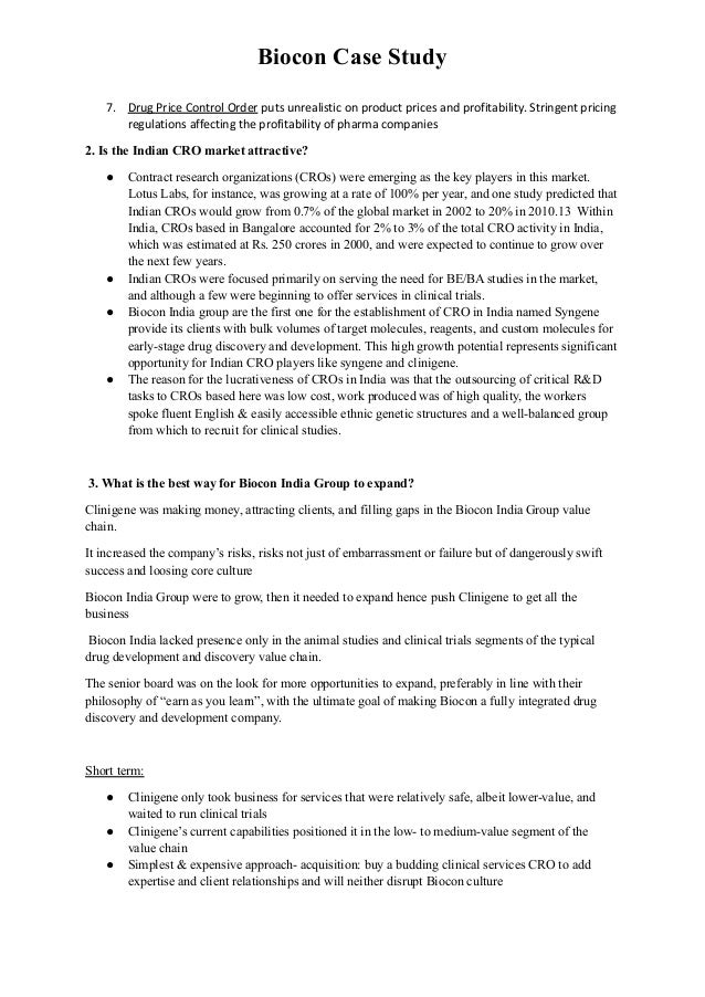 Biocon- Pharma CRO Market Case Study | PDF