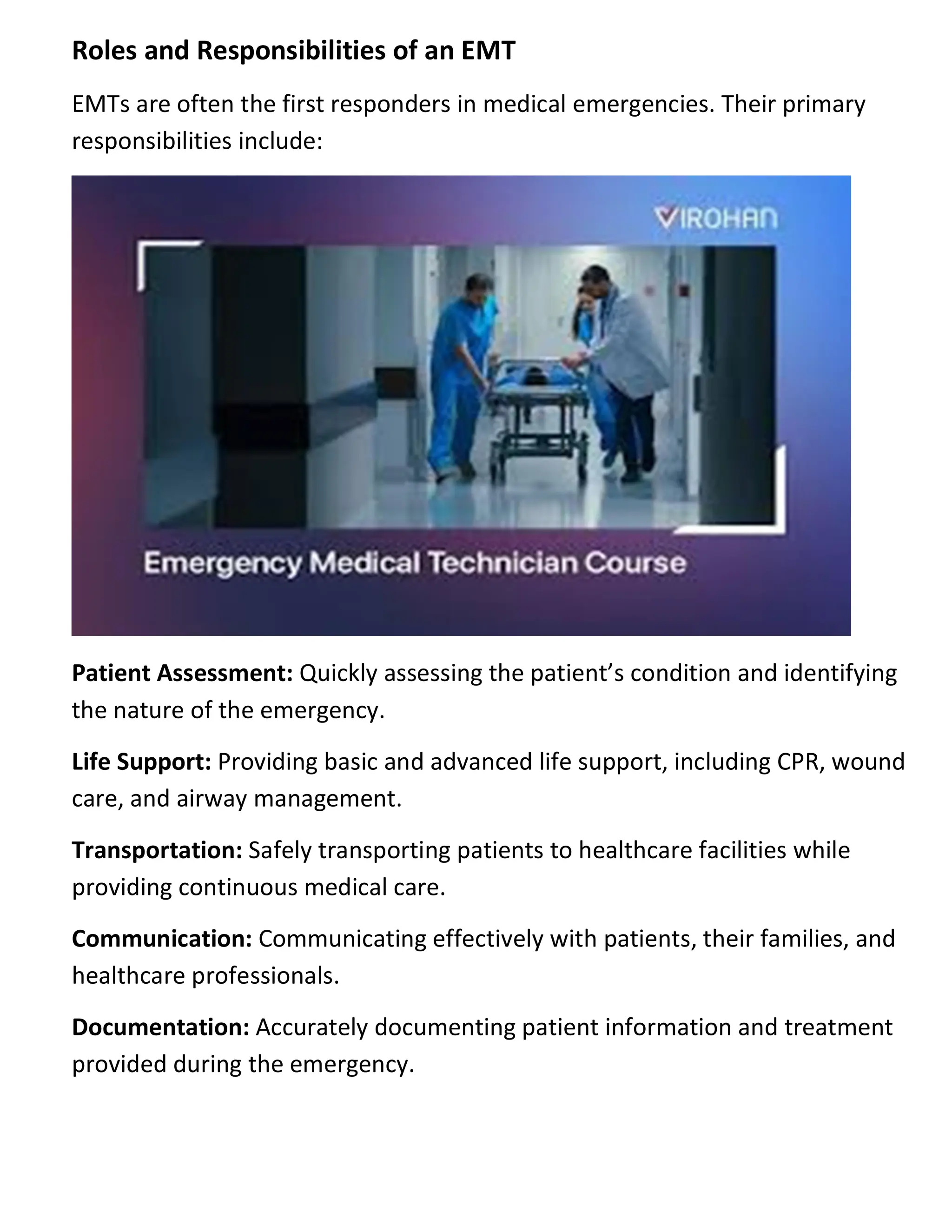 Emergency Medical Technician (EMT) Course Details | PDF
