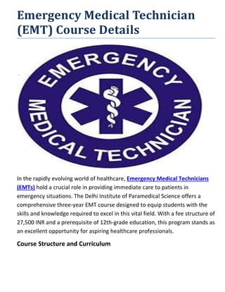 Emergency Medical Technician (EMT) Course Details | PDF