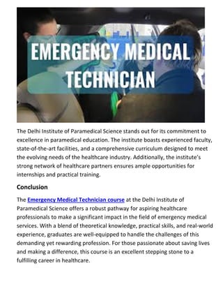Emergency Medical Technician (EMT) Course Details | PDF