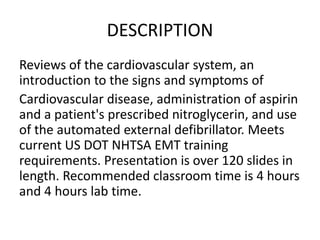 PREVIEW OF EMT/EMR CARDIOVASCULAR EMERGENCIES LESsON | PPTX
